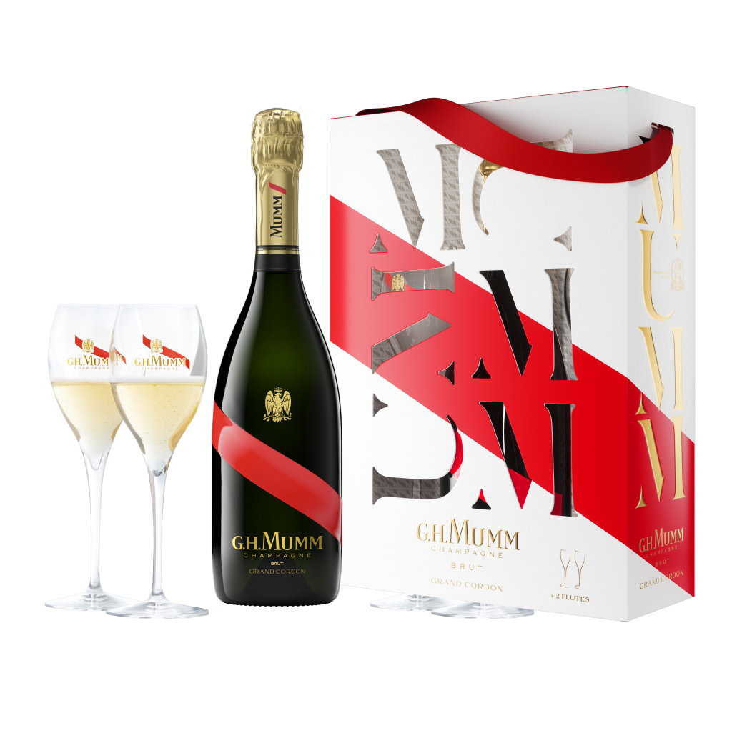 Grand Cordon 2 Flute FESTIVE Giftset – G.H.Mumm